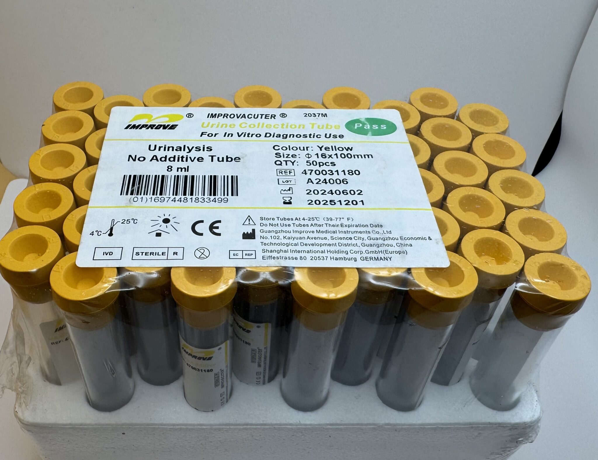 IMPROVACUTER® Urinalysis Tubes (No Additive) - Improve Medical USA